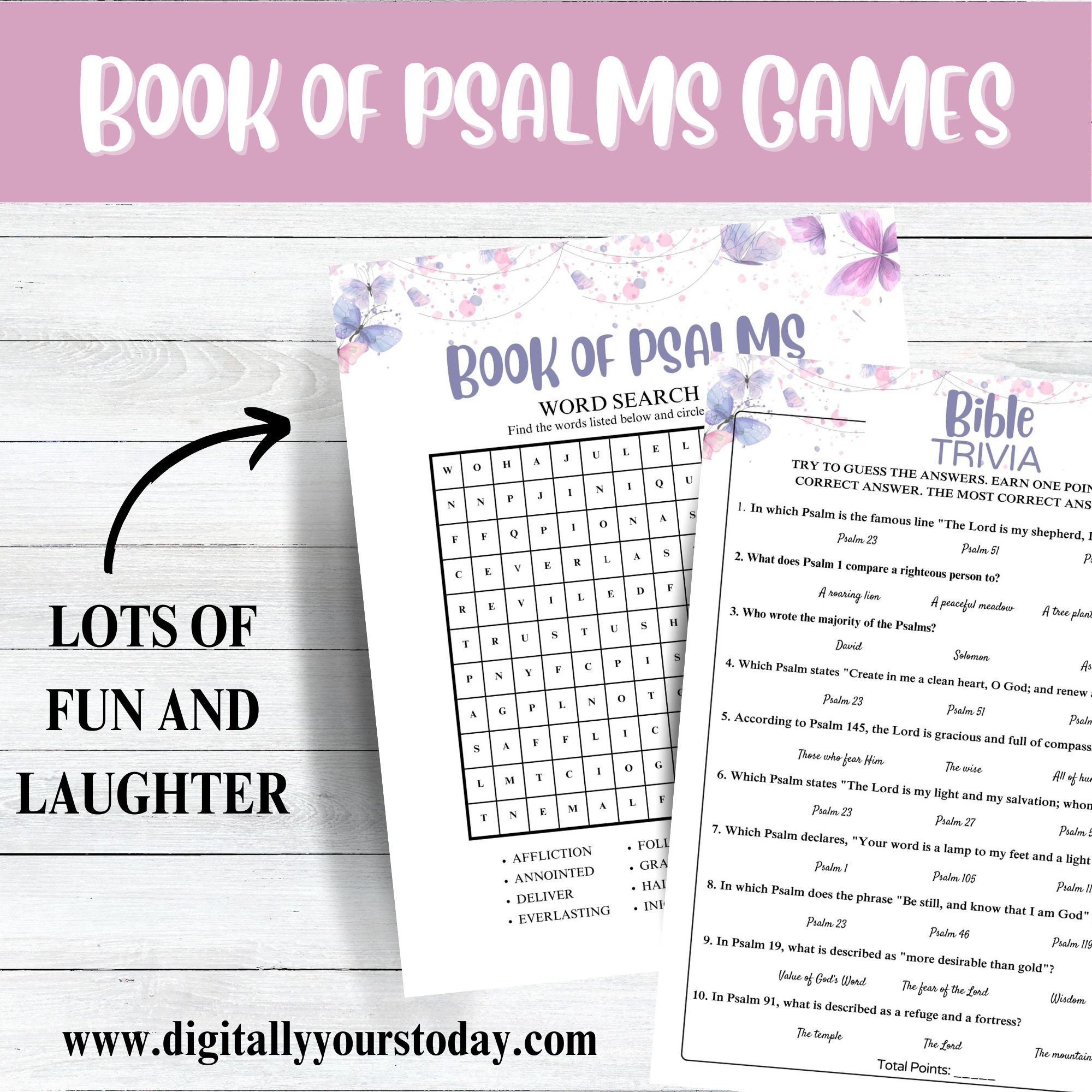 Book of Psalms Bible Games: Family Printables (PDF) - Etsy