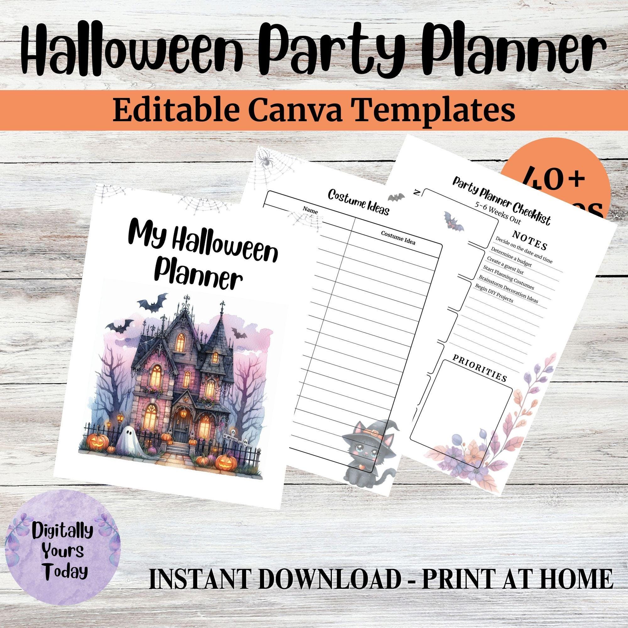 Halloween Party Planner Printable & Editable in Canva | A4, 8x10 and US ...