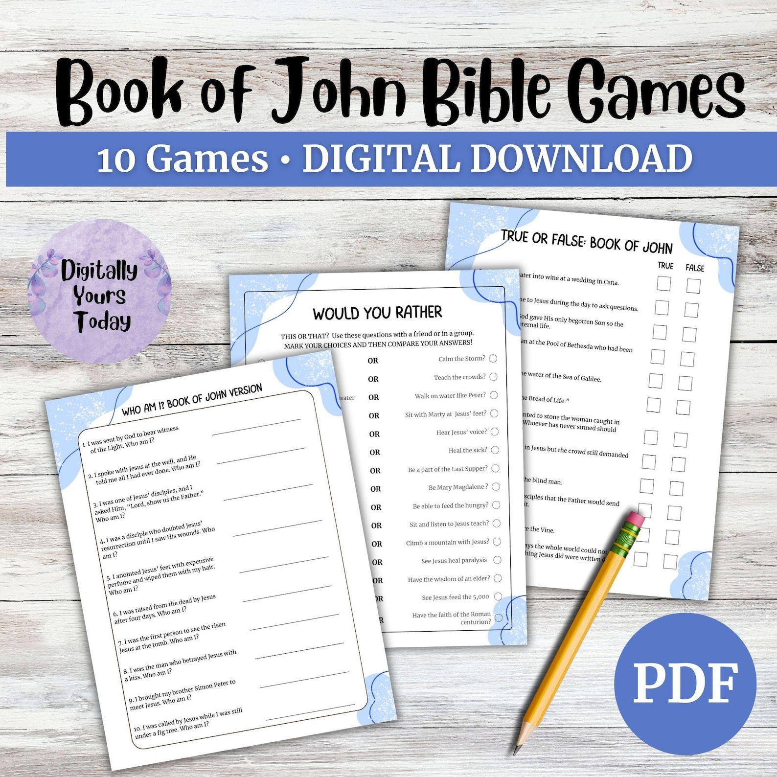 Book of John Bible Games Bundle: Family & Youth Group Activities (PDF ...