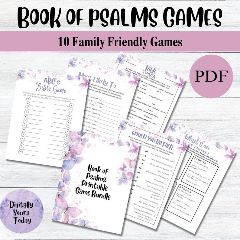 Book of Psalms Bible Games: Family Printables (PDF) - Etsy
