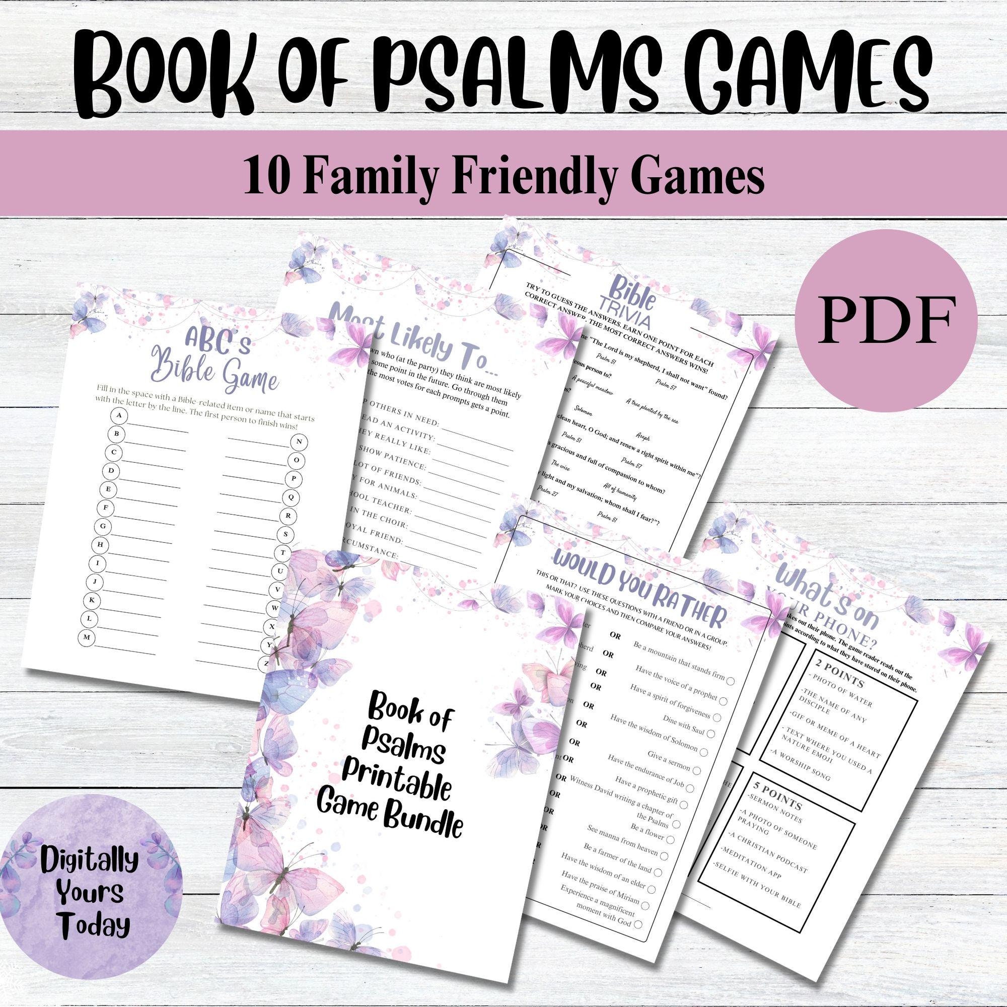 Book of Psalms Bible Games: Family Printables (PDF) - Etsy