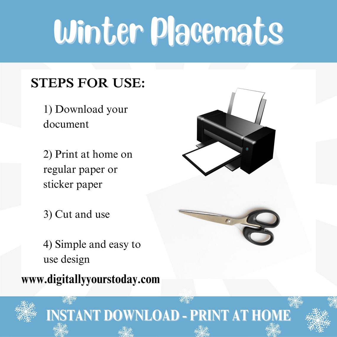 Winter Activity Placemats for Kids of All Ages 10 Different Designs ...