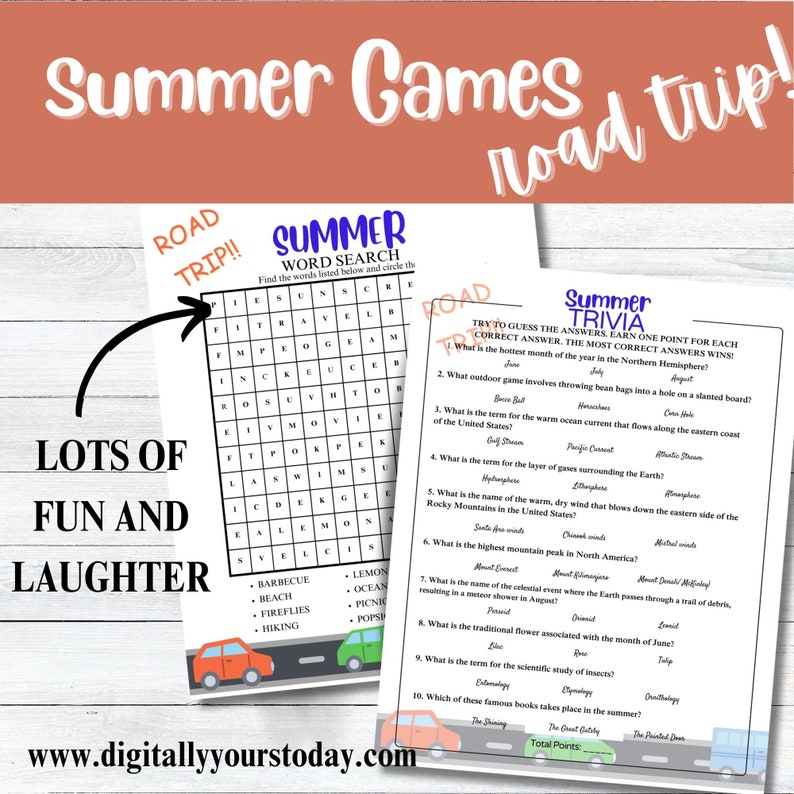 Summer Games - Road Trip Edition Game Bundle for Kids, Adults, Families | Vacation | Road Trip ...