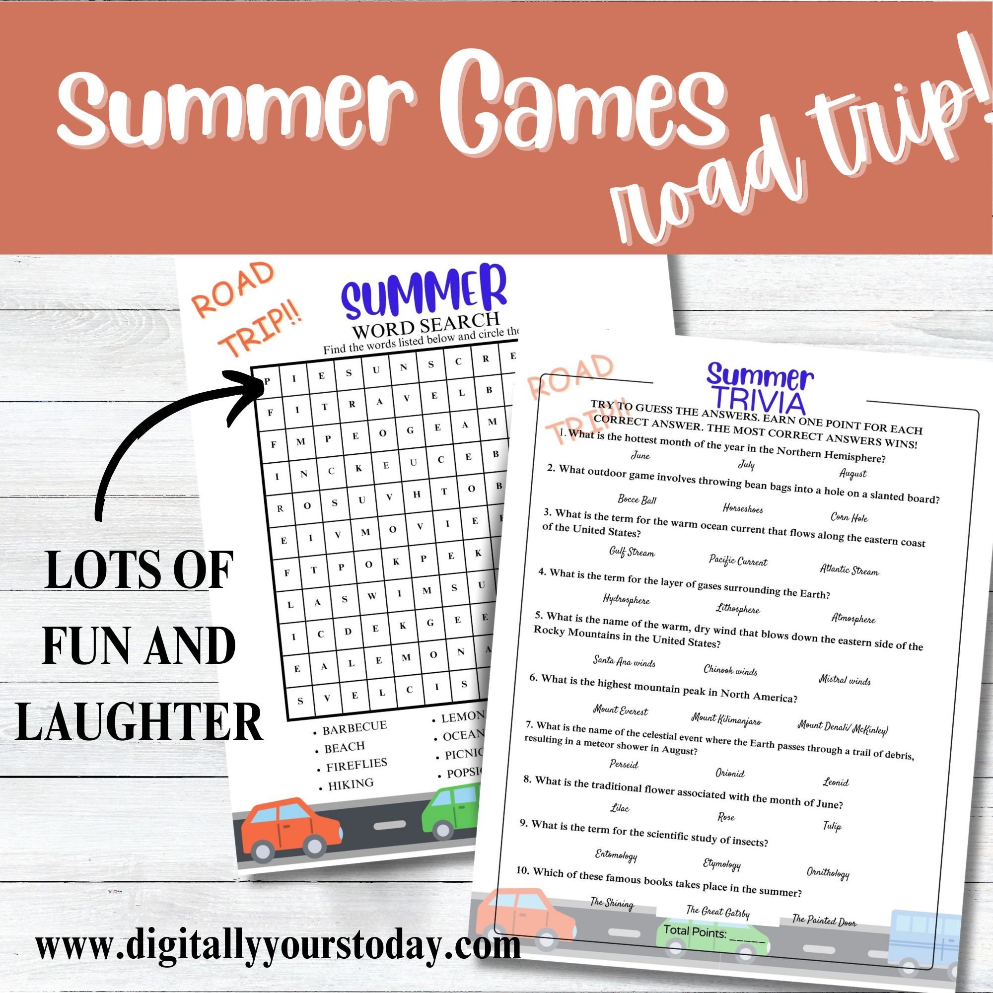 Summer Games - Road Trip Edition Game Bundle for Kids, Adults, Families ...