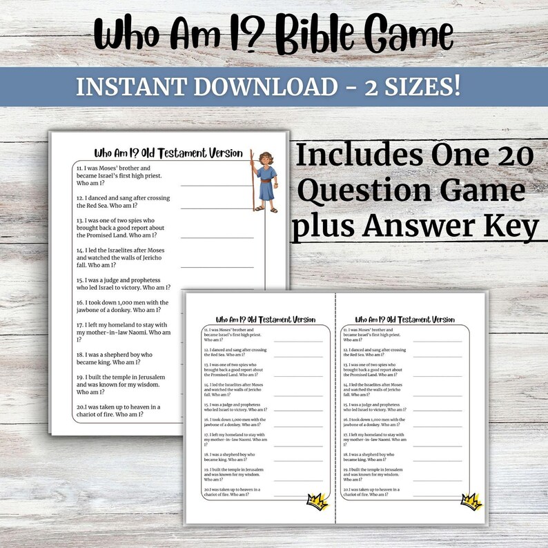 Old Testament Bible Trivia Game: Family Printable Bundle (PDF) - Etsy