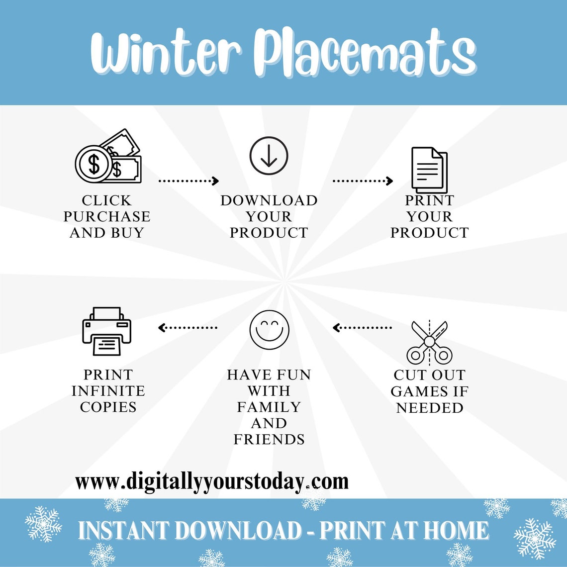 Winter Activity Placemats for Kids of All Ages 10 Different Designs ...