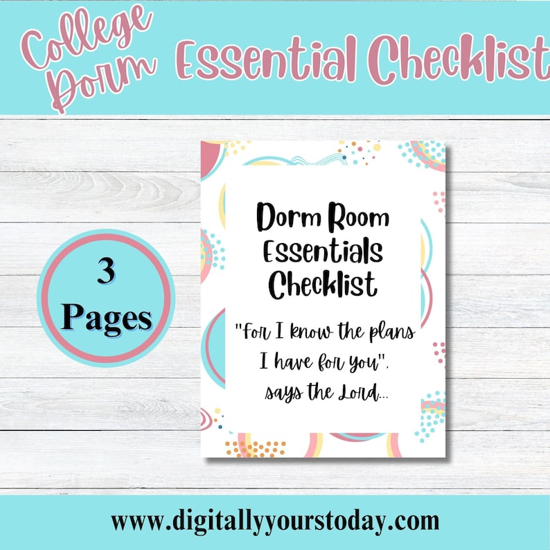 College Dorm Essentials Checklist: Printable Packing List (digital ...