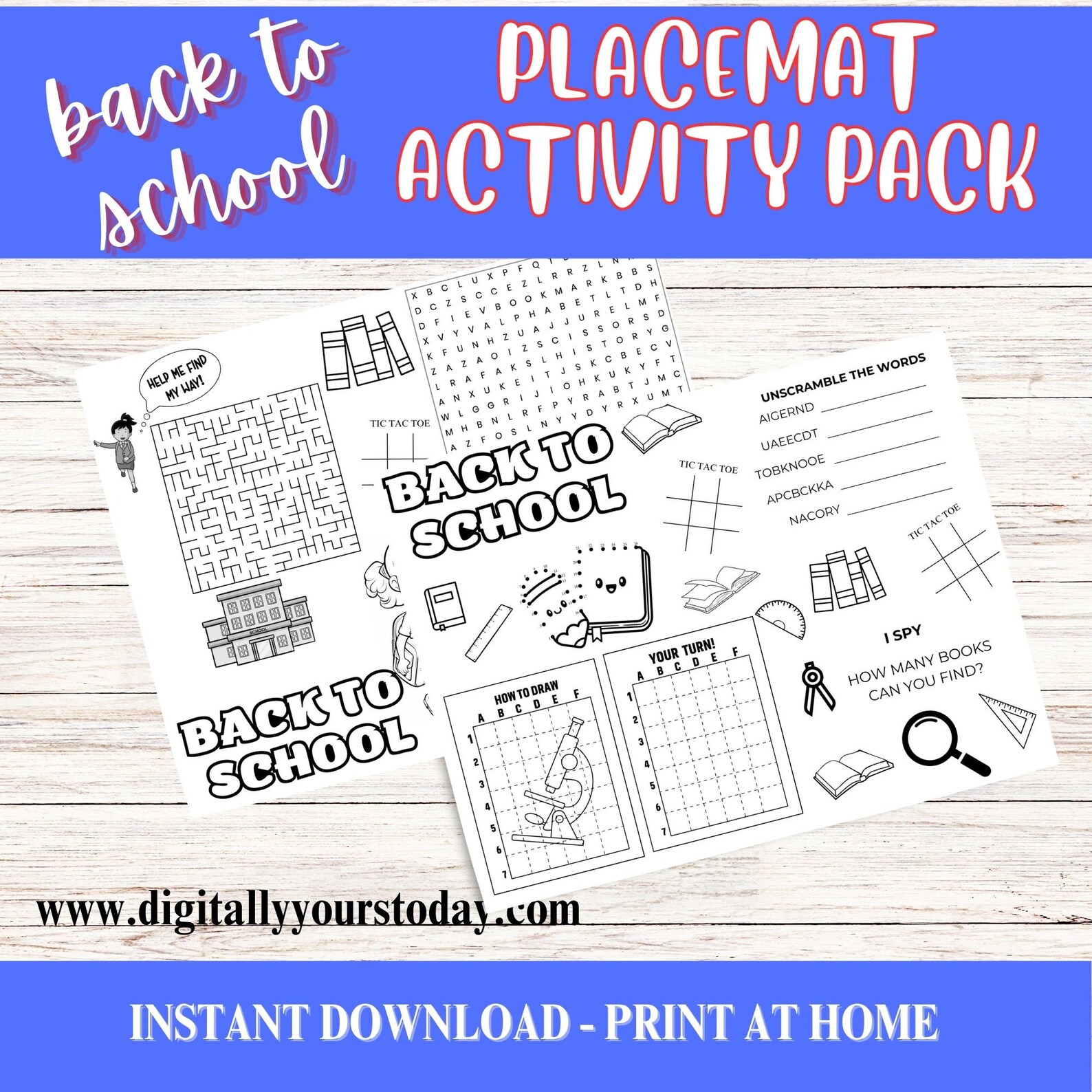 Back to School Placemats for All Ages - 15 Different Designs ...