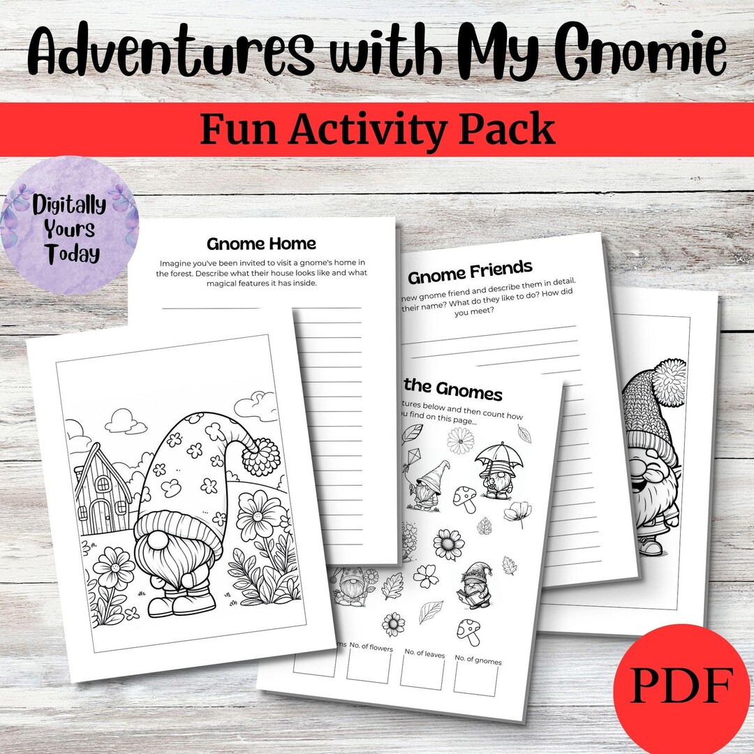 Gnome Coloring and Activity Book | Gonk Activity Pages | Adventures ...