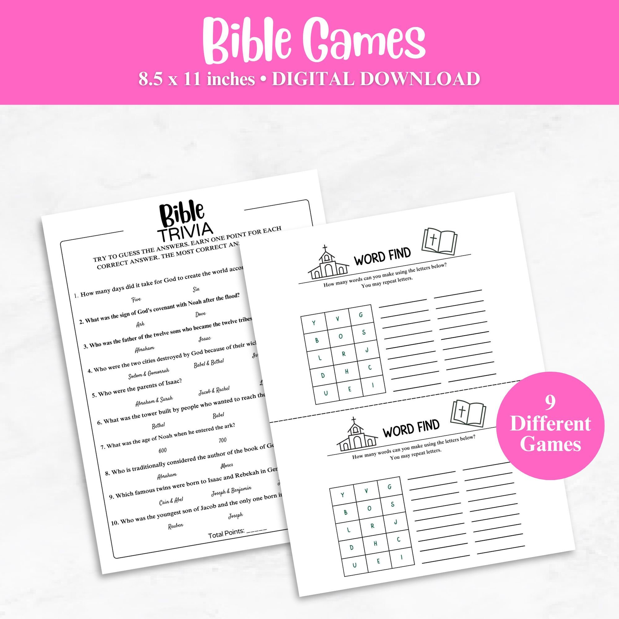 Book of Genesis Bible Games Family Friendly Printables Trivia Would You ...
