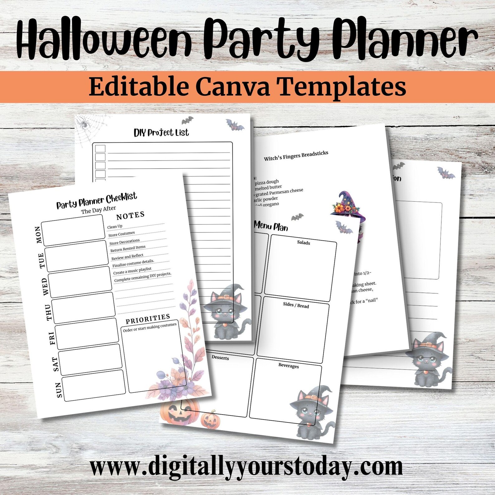 Halloween Party Planner Printable & Editable in Canva | A4, 8x10 and US ...