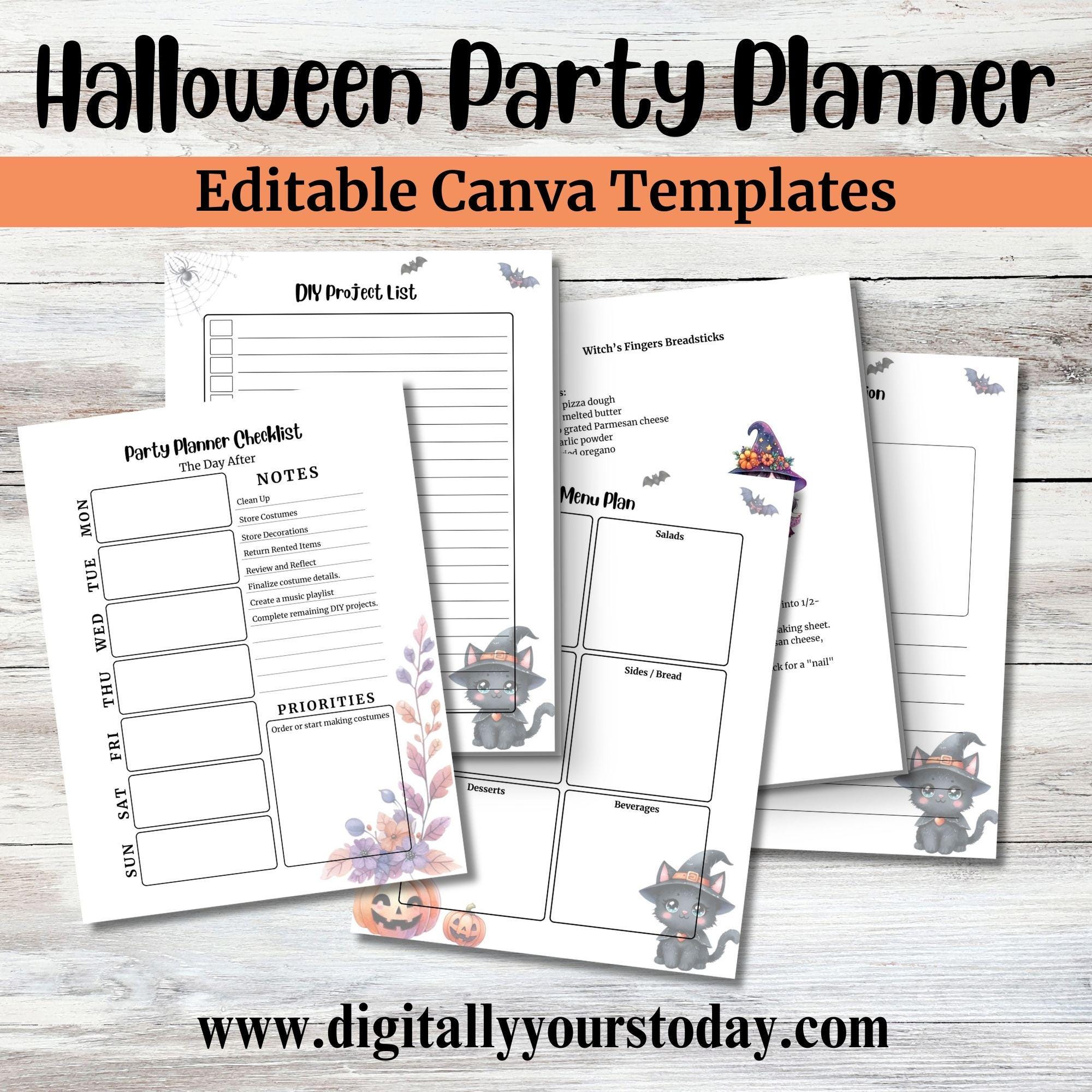 Halloween Party Planner Printable & Editable in Canva | A4, 8x10 and US ...