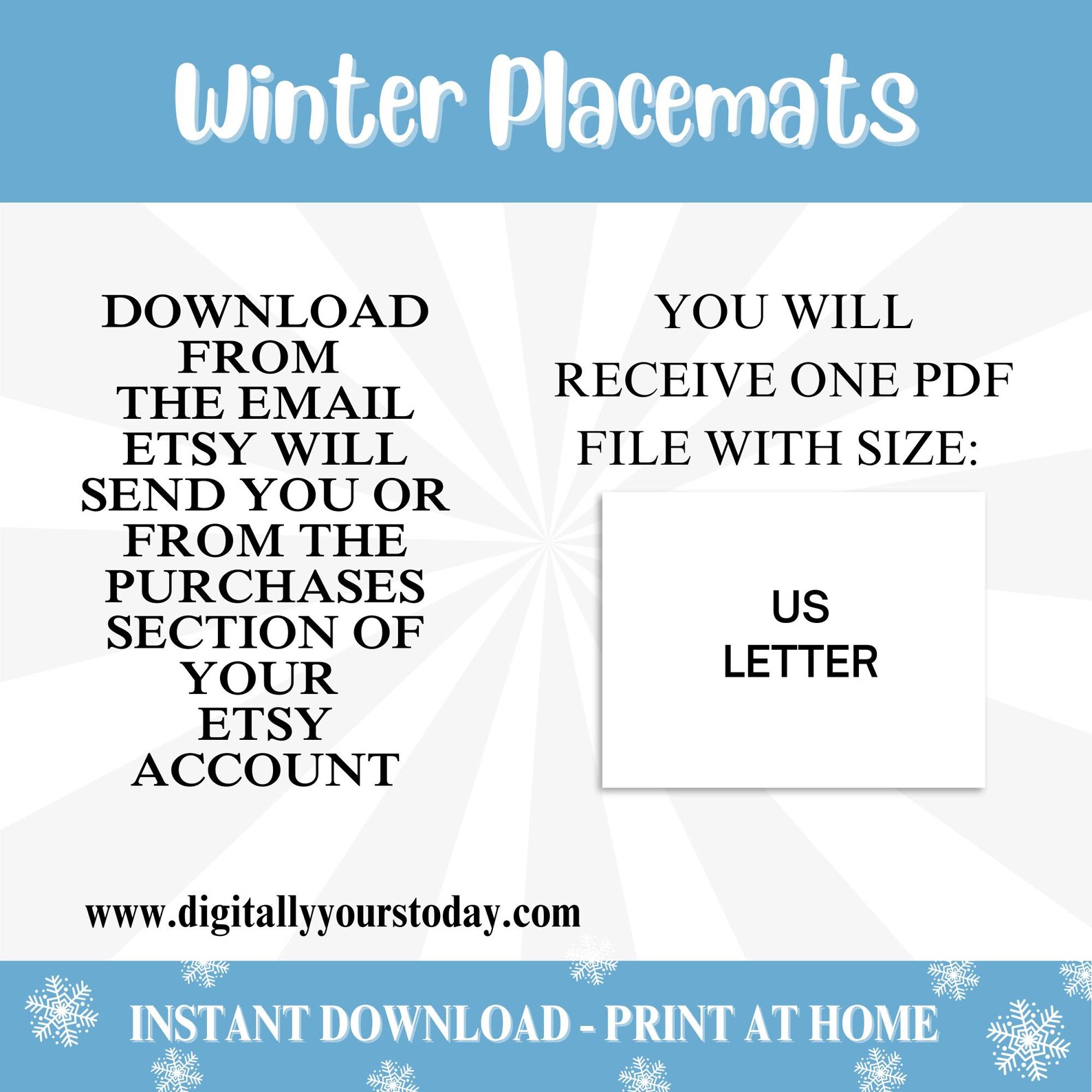 Winter Activity Placemats for Kids of All Ages 10 Different Designs ...