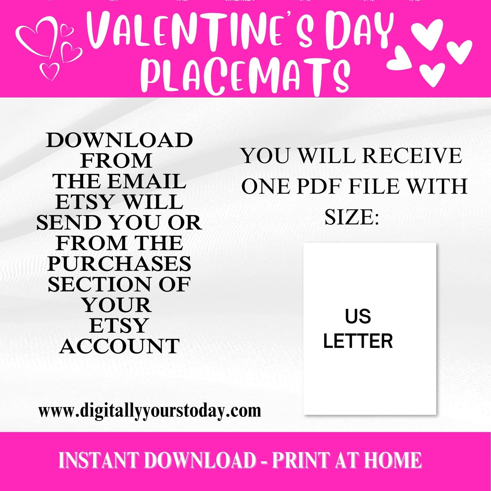 Valentine's Day Activity Placemats for Kids of All Ages 12 Different ...