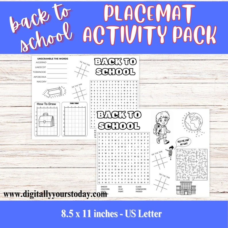 Back to School Placemats for All Ages - 15 Different Designs ...