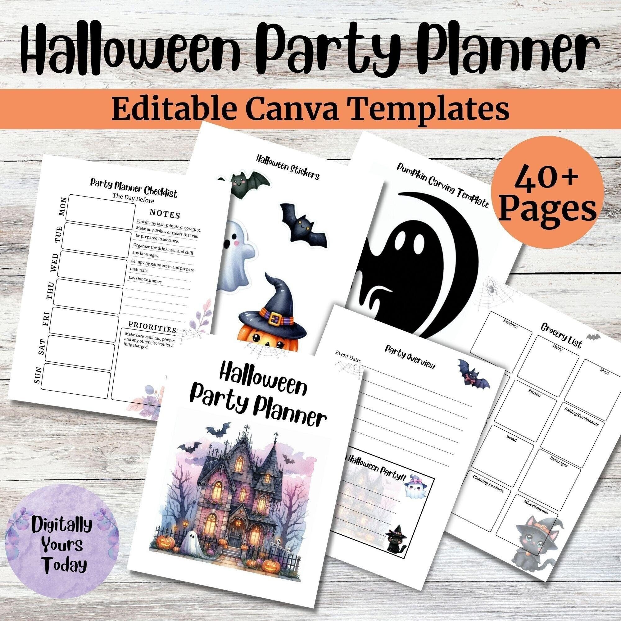 Halloween Party Planner Printable & Editable in Canva | A4, 8x10 and US ...