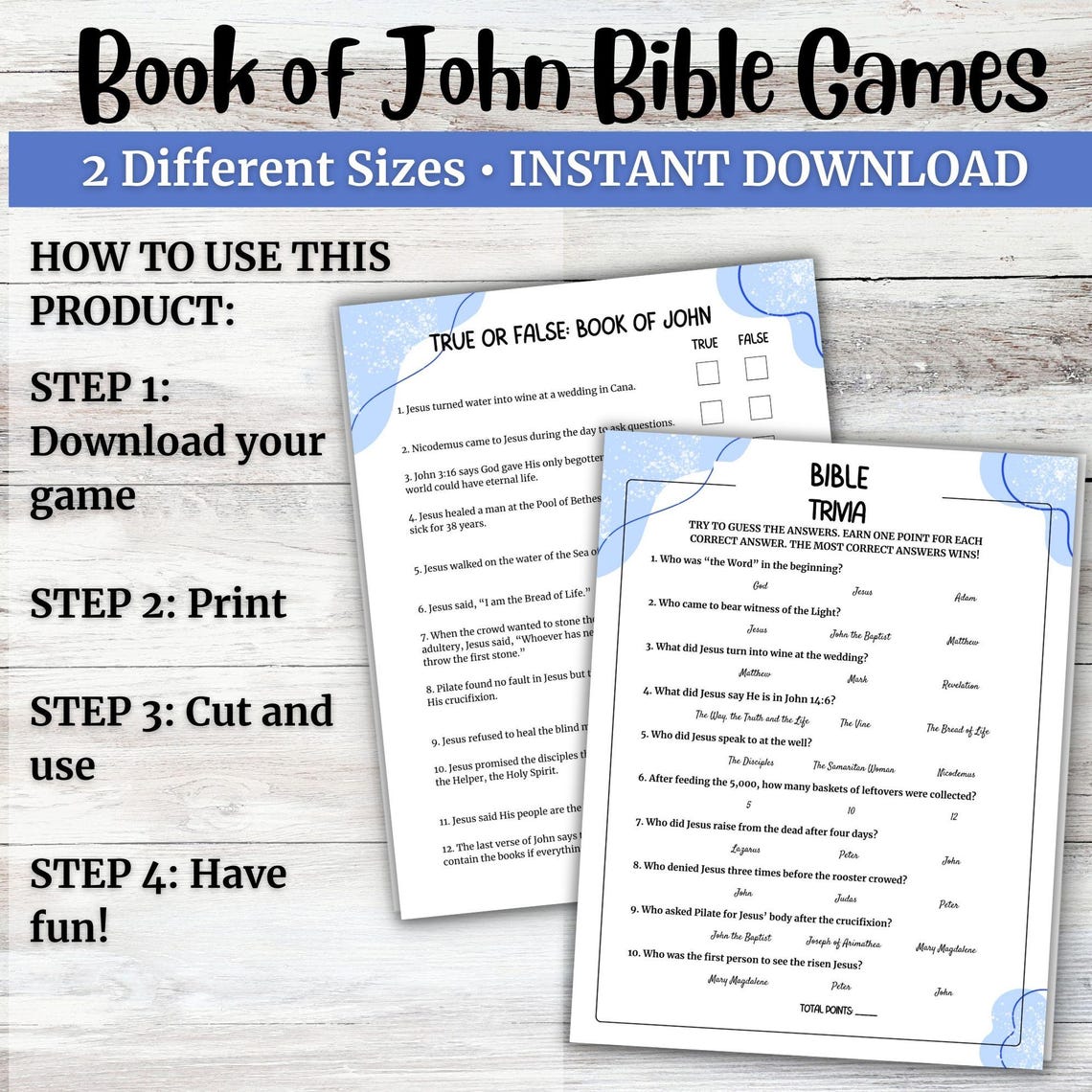 Book of John Bible Games Bundle: Family & Youth Group Activities (PDF ...