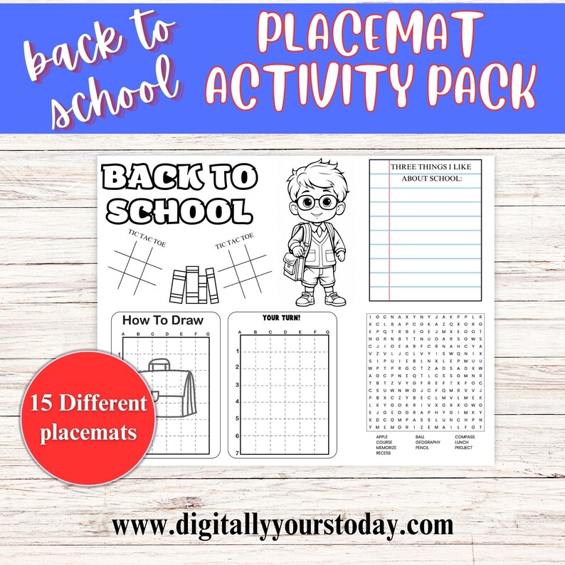Back to School Placemats for All Ages - 15 Different Designs ...
