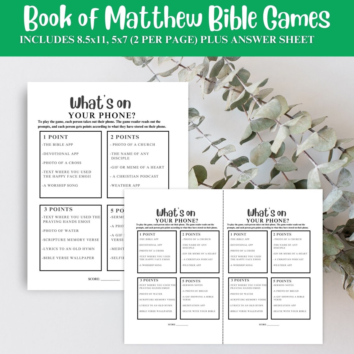 Book of Matthew Bible Games: Printable Family New Testament Bundle (PDF ...