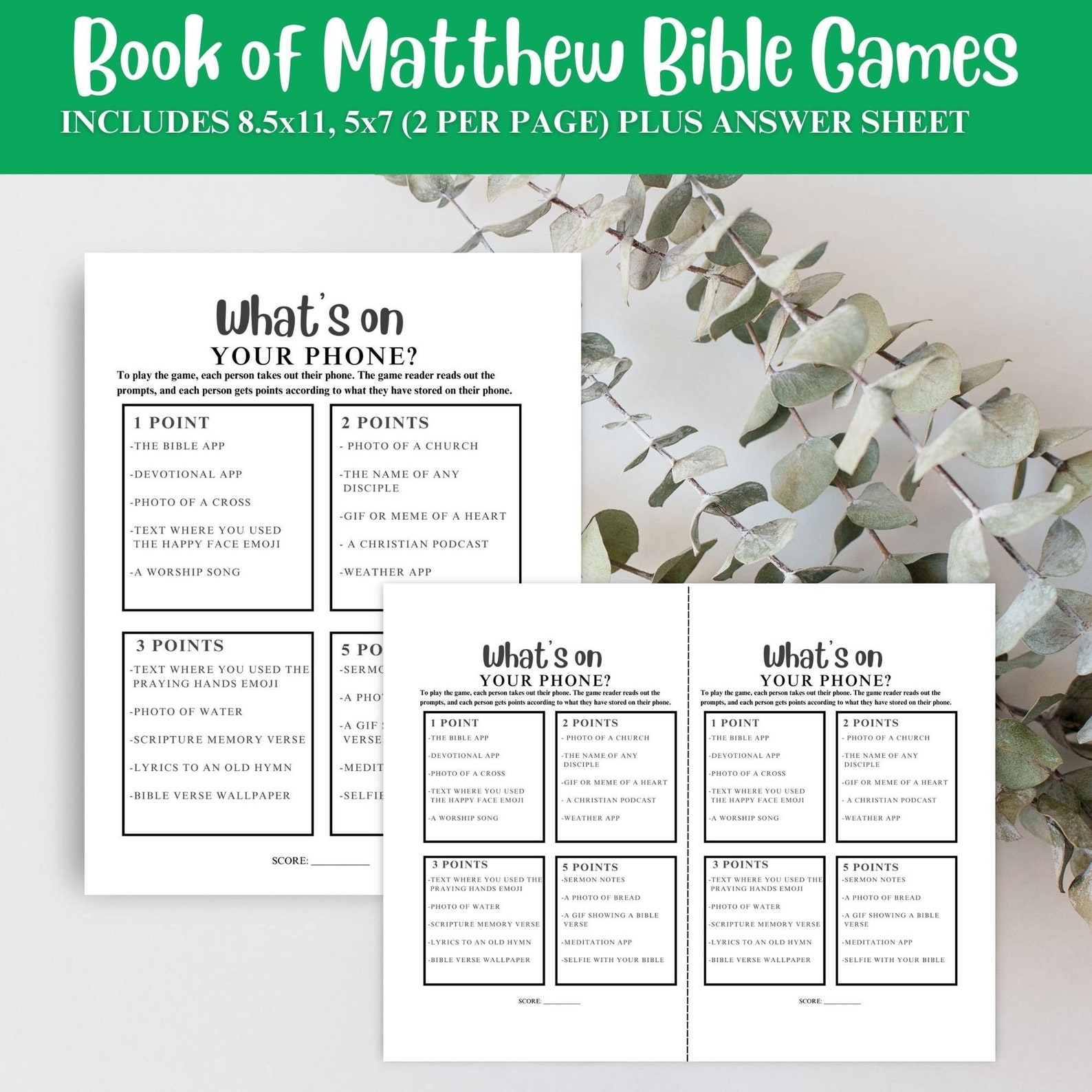 Book of Matthew Bible Games: Printable Family New Testament Bundle (PDF ...