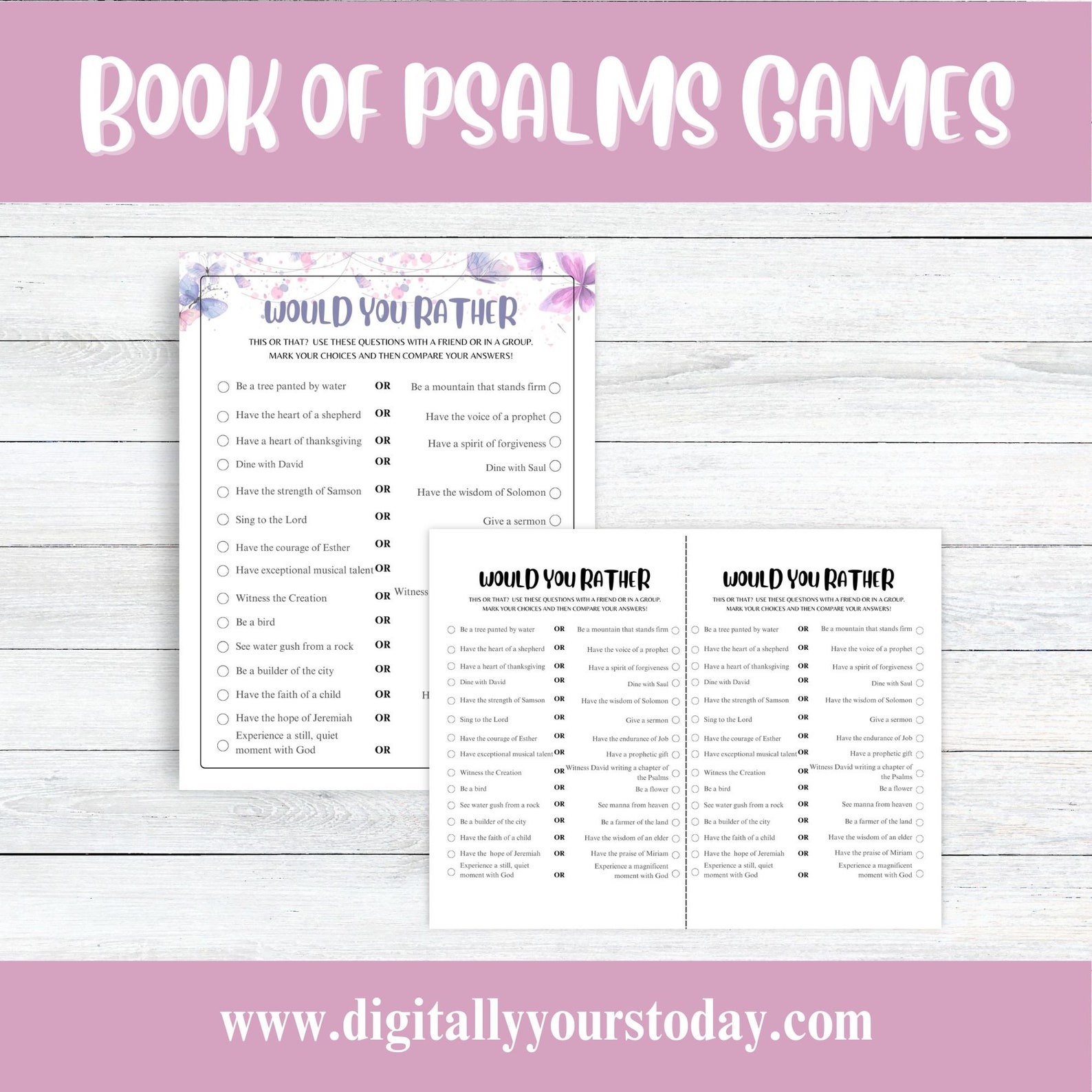 Book of Psalms Bible Games: Family Printables (PDF) - Etsy