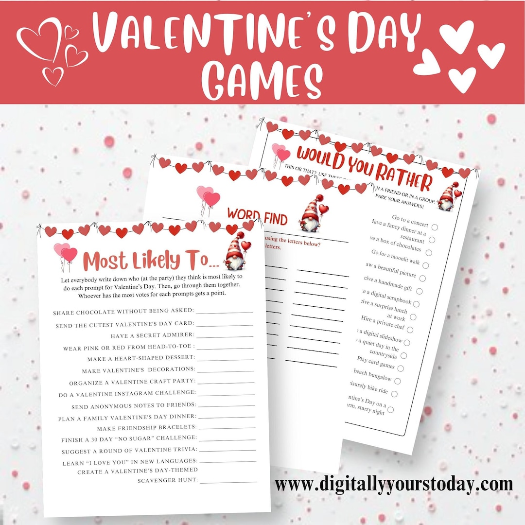 Printable Valentine's Day Game Bundle for Kids of All Ages Valentine's ...