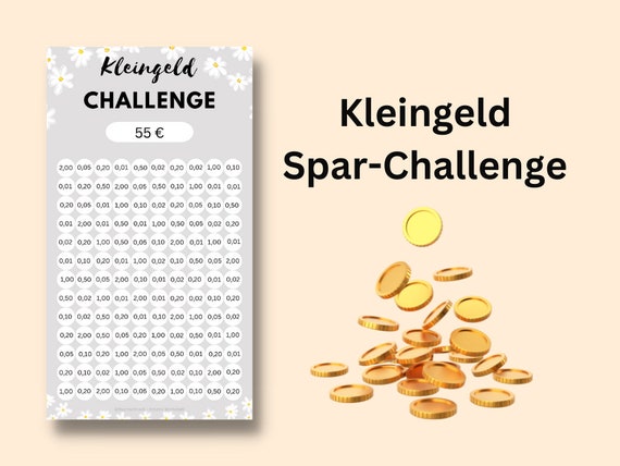 Kleingeld Spar-Challenge Printversion für A6 Budgetplaner - Etsy.de
