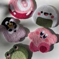Cute Coasters, Coaster Set of 6, Pink Coaster Set, Crochet Coasters ...