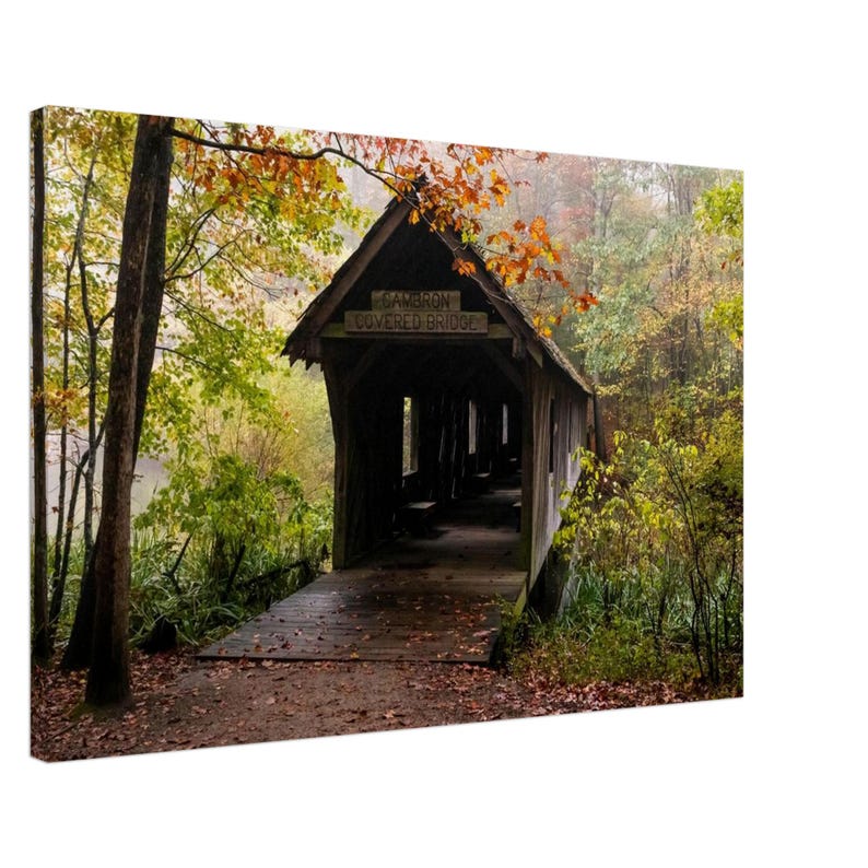 Cambron Covered Bridge in Autumn – Large Canvas Gallery Print (36" X 24 ...
