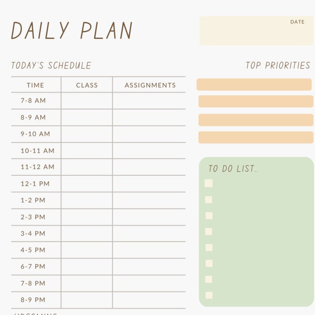 Daily College Planner - Etsy