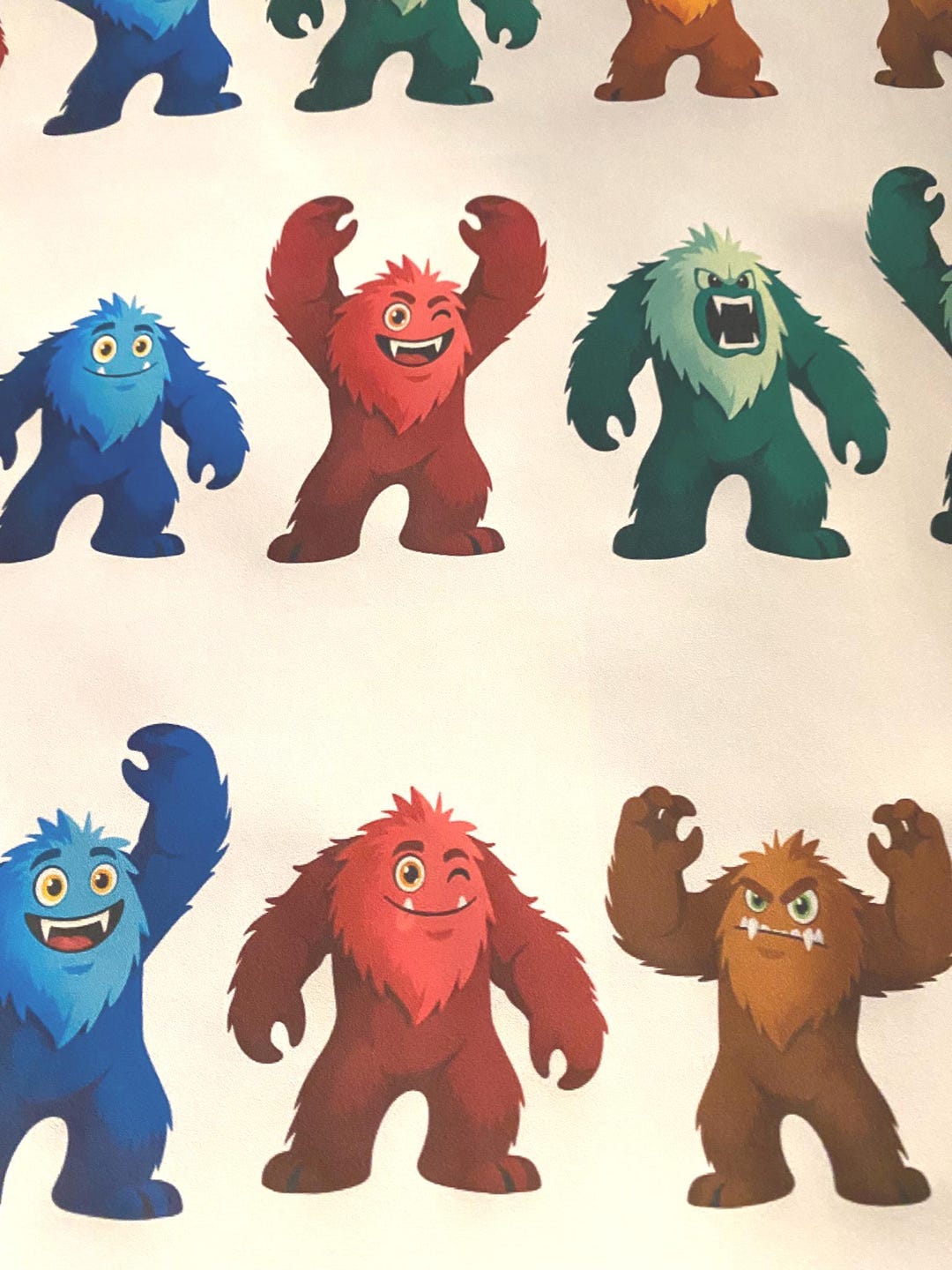 2x10 Feet of Yeti (multi-color) Wrapping Paper on Premium 24lb Premium ...