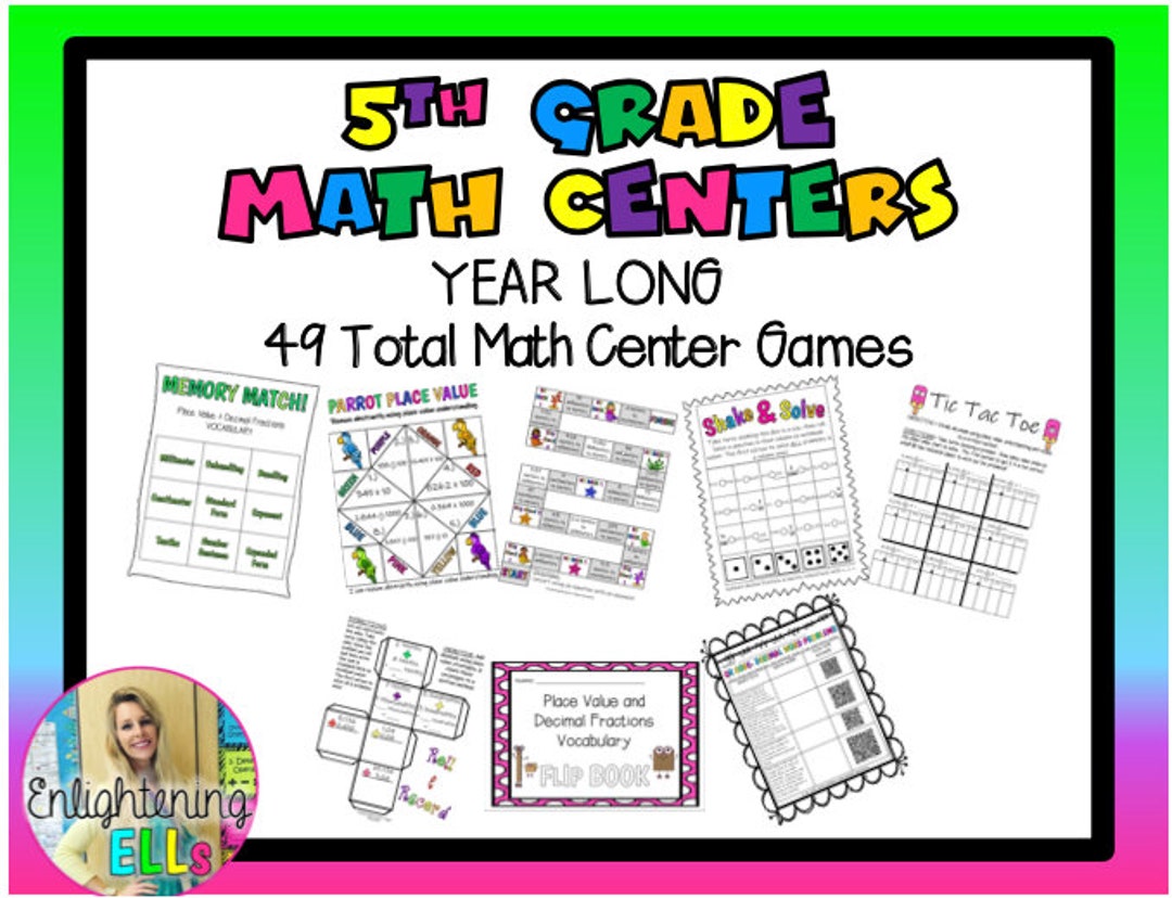 5th Grade Math Centers Year Long Bundle- Common Core - Etsy