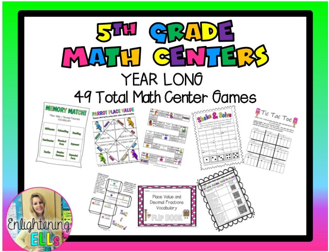 5th Grade Math Centers Year Long Bundle- Common Core - Etsy