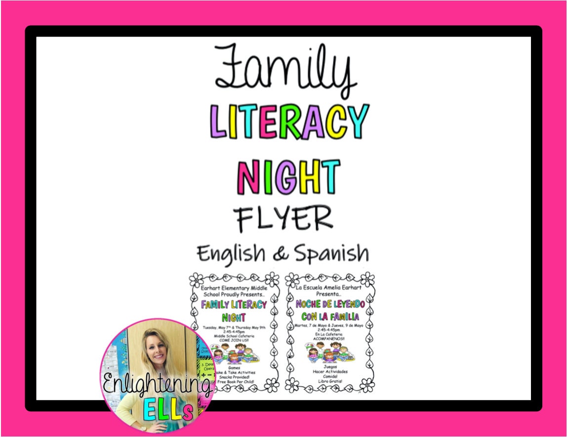 Family Literacy Night Editable Flyer (english & Spanish) - Etsy