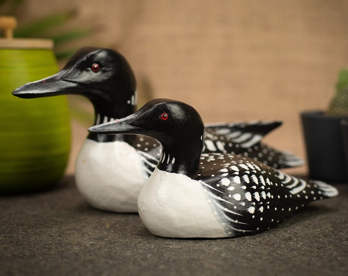 Baby Loon Pair Large Hand Carved Wooden Bird 5l - Etsy Canada