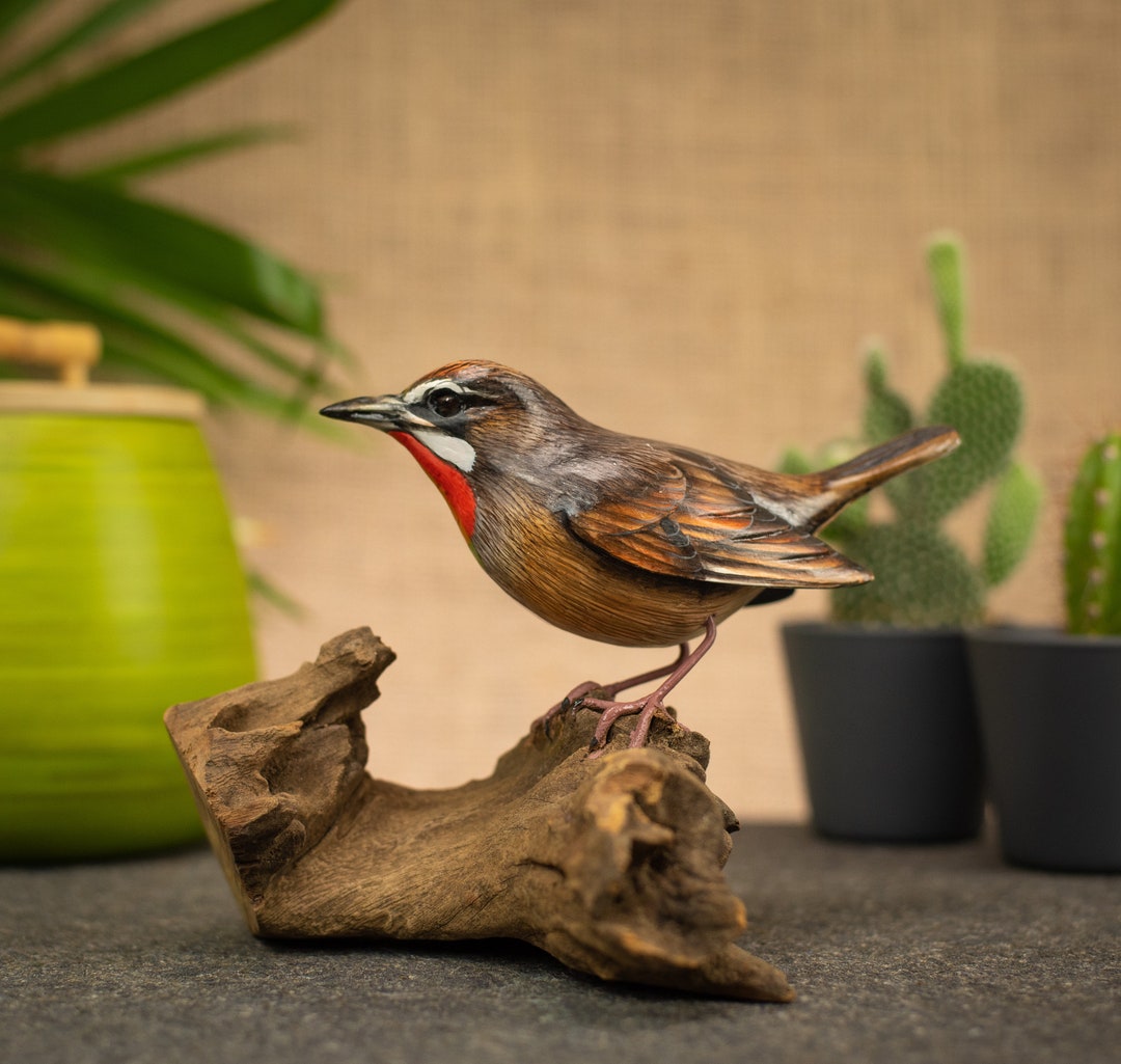 Hand Carved, Hand Painted Wooden Bird Sculpture of a Siberian ...