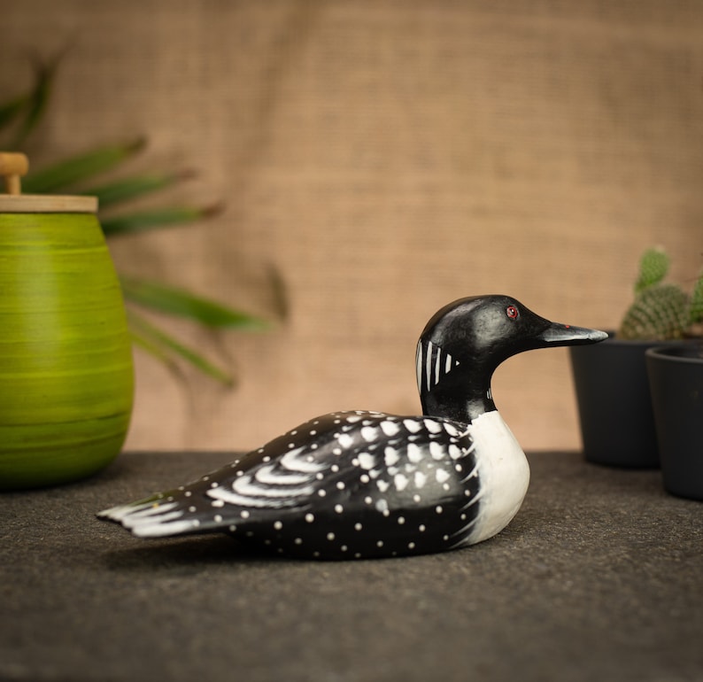 Hand Carved, Hand Painted Wooden Bird Sculpture of a Loon - Etsy