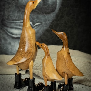 Hand Carved, Hand Painted Wooden Sculpture of a Duck in Shiny Black ...