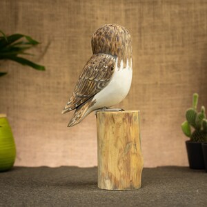 Hand Carved, Hand Painted Wooden Bird Sculpture of a Barn Owl - Etsy