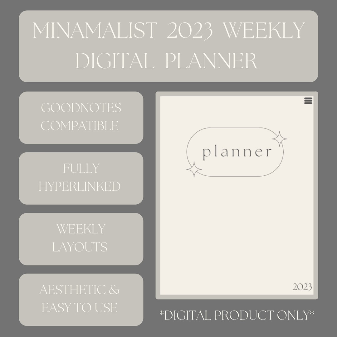 Minimalist 2023 Digital Planner, Trendy Digital Dated Planner for Good ...