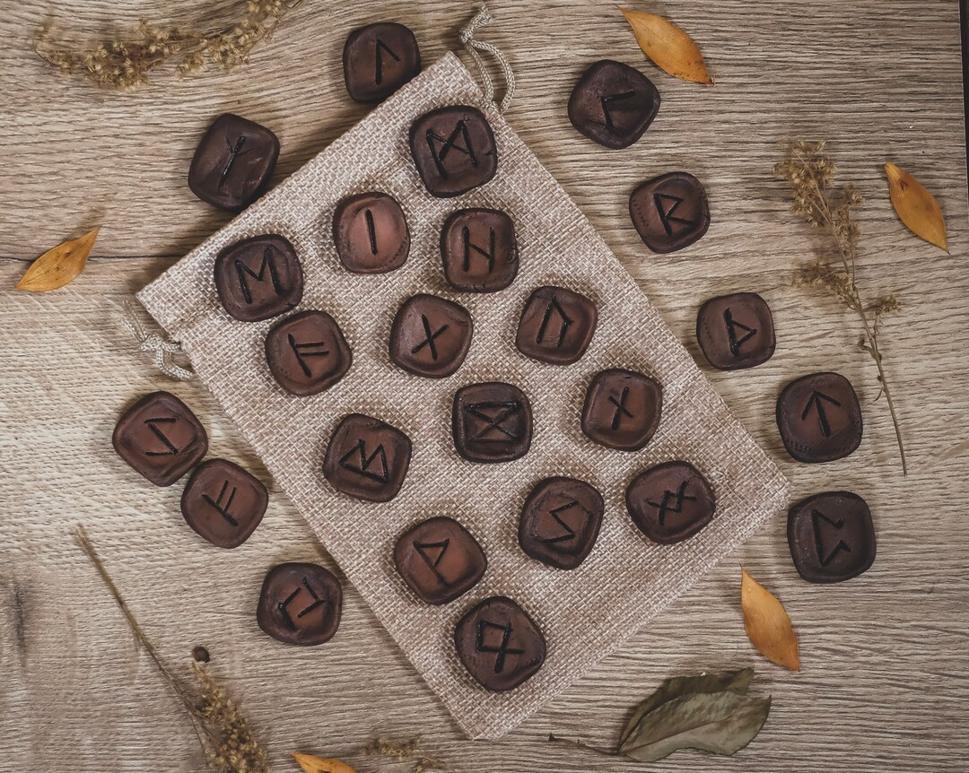 Viking Runes Made of Clay in a Wood Oven, Burned and Aged. Nordic Runes ...