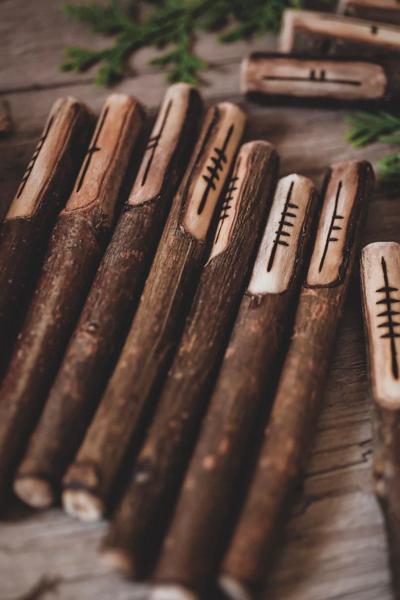 Celtic Runes, Ogham Runes on Tree Trunks. Ogham Walking Sticks ...