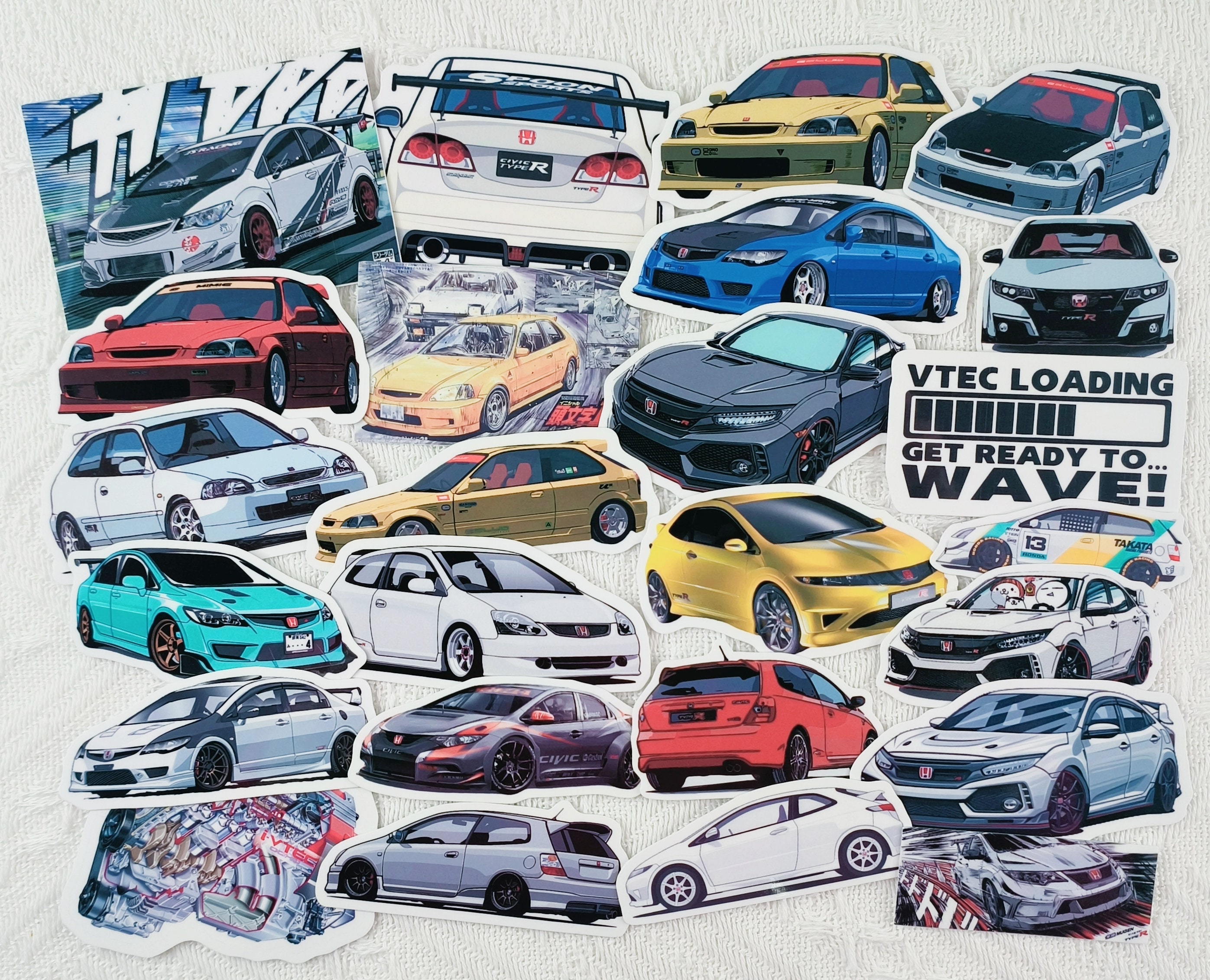25pc Classic Japanese Civic Type R Ek9 Ep3 Fd Fn Vinyl Stickers JDM ...