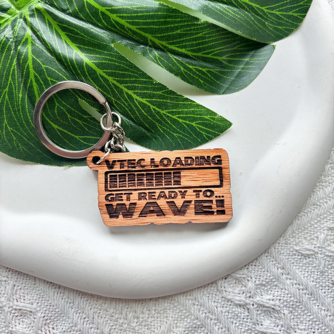 Vtec Loading Solid Oak Wood Keychain Bag Pendant Laser Engraved Wood ...