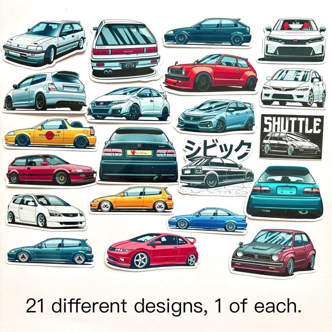 21pc Classic Japanese Car Civic RS Sb Ef Eg Ek FD SIR Vti EG4 Vinyl ...