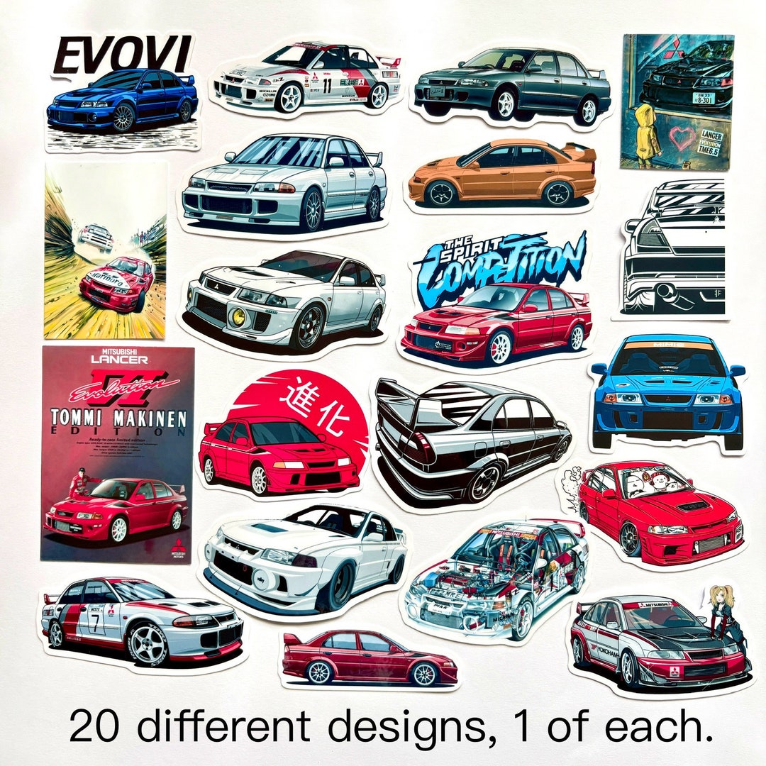20pc JDM Rally Legend Lancer Evolution EVO 2 3 4 5 6 6.5 Vinyl Decal ...