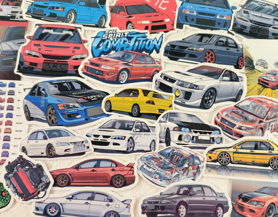 26pc JDM Rally Legend Lancer Evolution Vinyl Stickers Classic Japanese ...