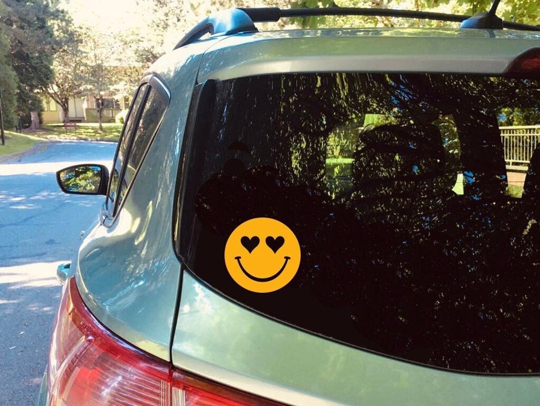 Heart Eyes Smiley Face Vinyl Decal Stickers Emoji Smiley Face - Etsy