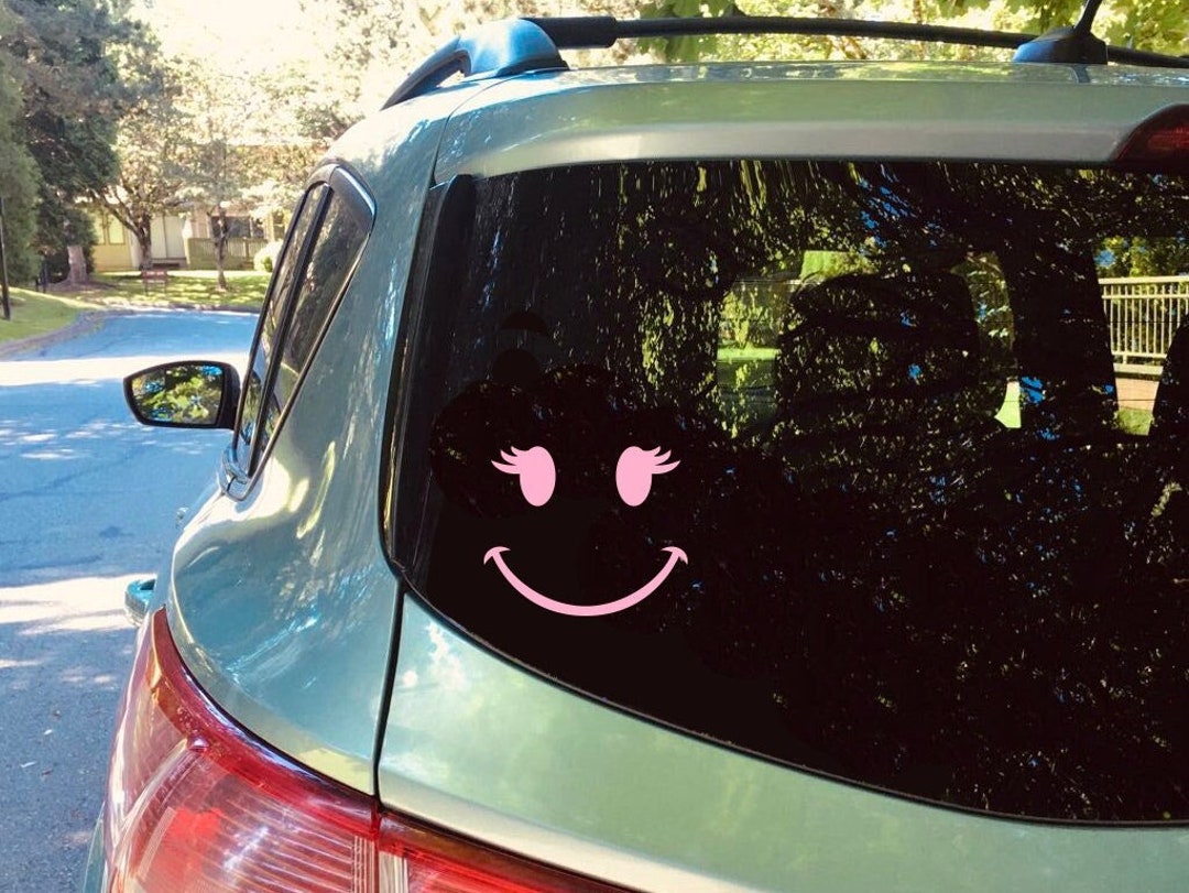 Smiley Face Vinyl Decal Sticker, Smiley Face With Eyelashes Vinyl Decal ...