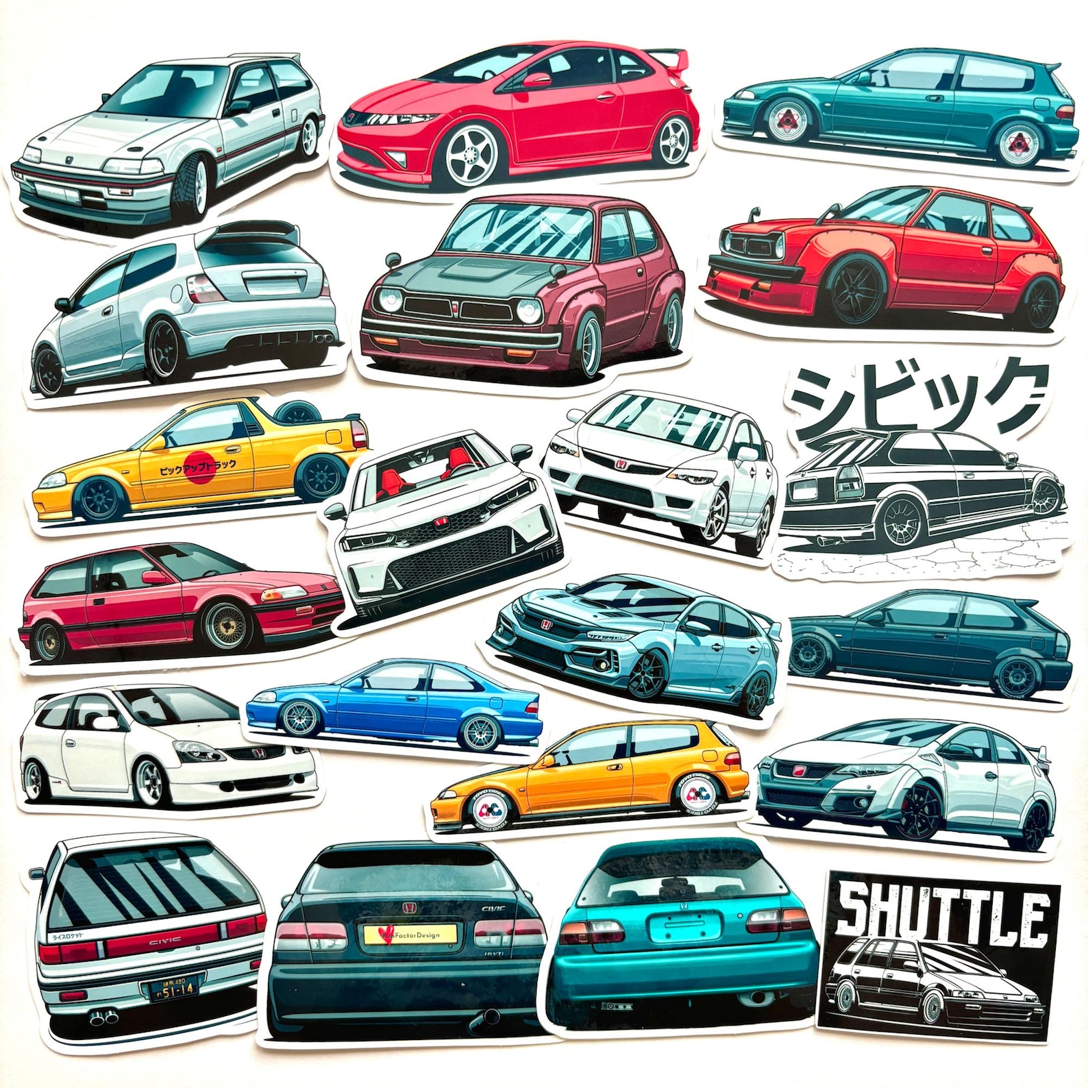21pc Classic Japanese Car Civic RS Sb Ef Eg Ek FD SIR Vti EG4 Vinyl ...